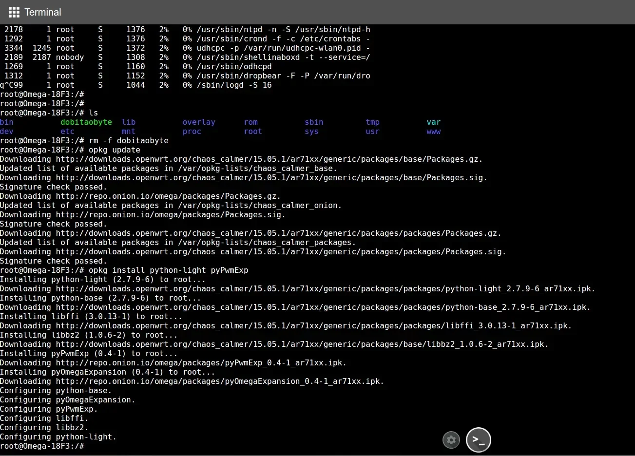 Instalar e usar Python na Onion Omega